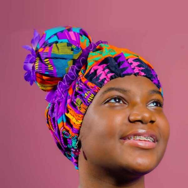 African Kente Purple Turban | Lyly Revir Accessories